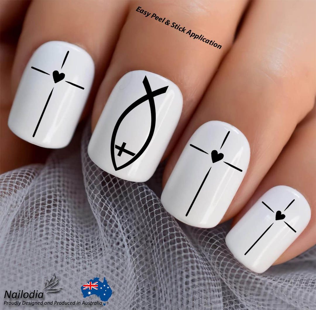 Jesus Cross Christianity Christian Nail Art Decal Sticker Peel and ...