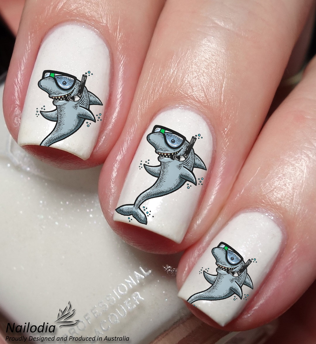Funny Fish Shark Nail Art Decal Sticker - Etsy