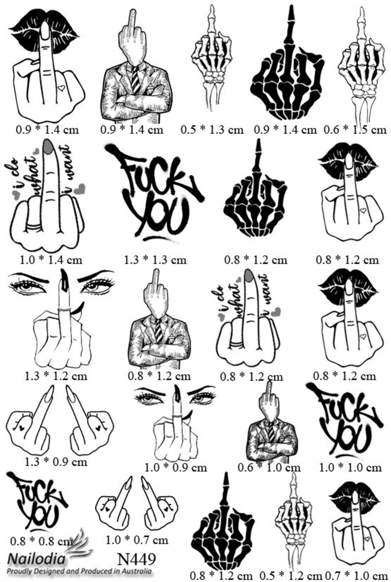 Middle Finger Nail Art Decal Sticker - Etsy