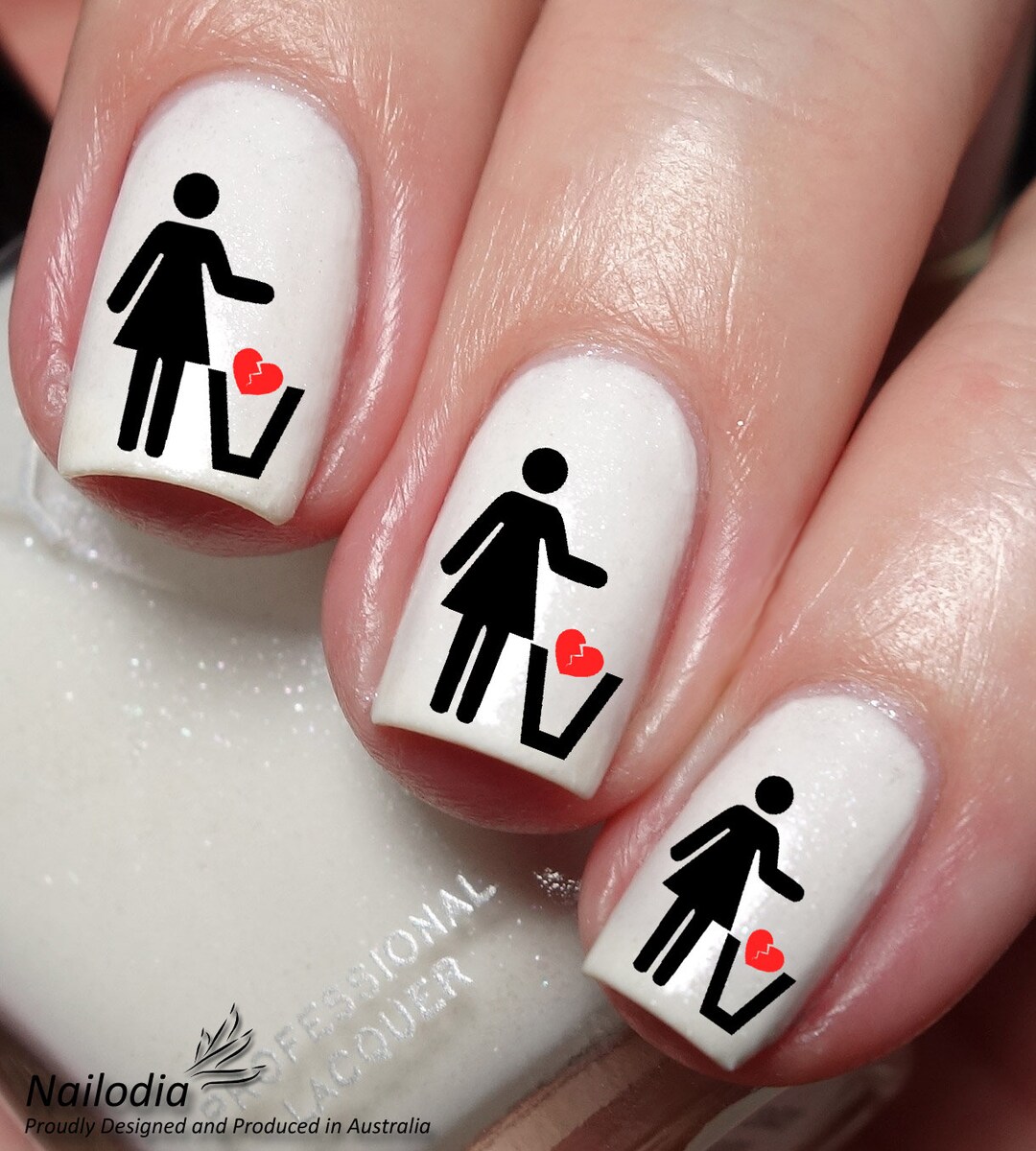 Break up Broken Heart Nail Art Decal Sticker - Etsy