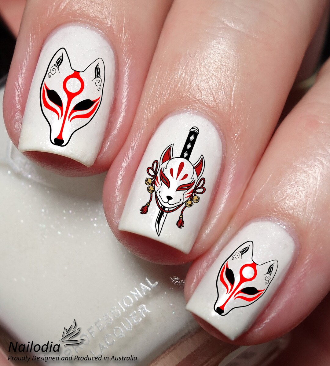 Japanese Kitsune Mask Nail Art Decal Sticker - Etsy