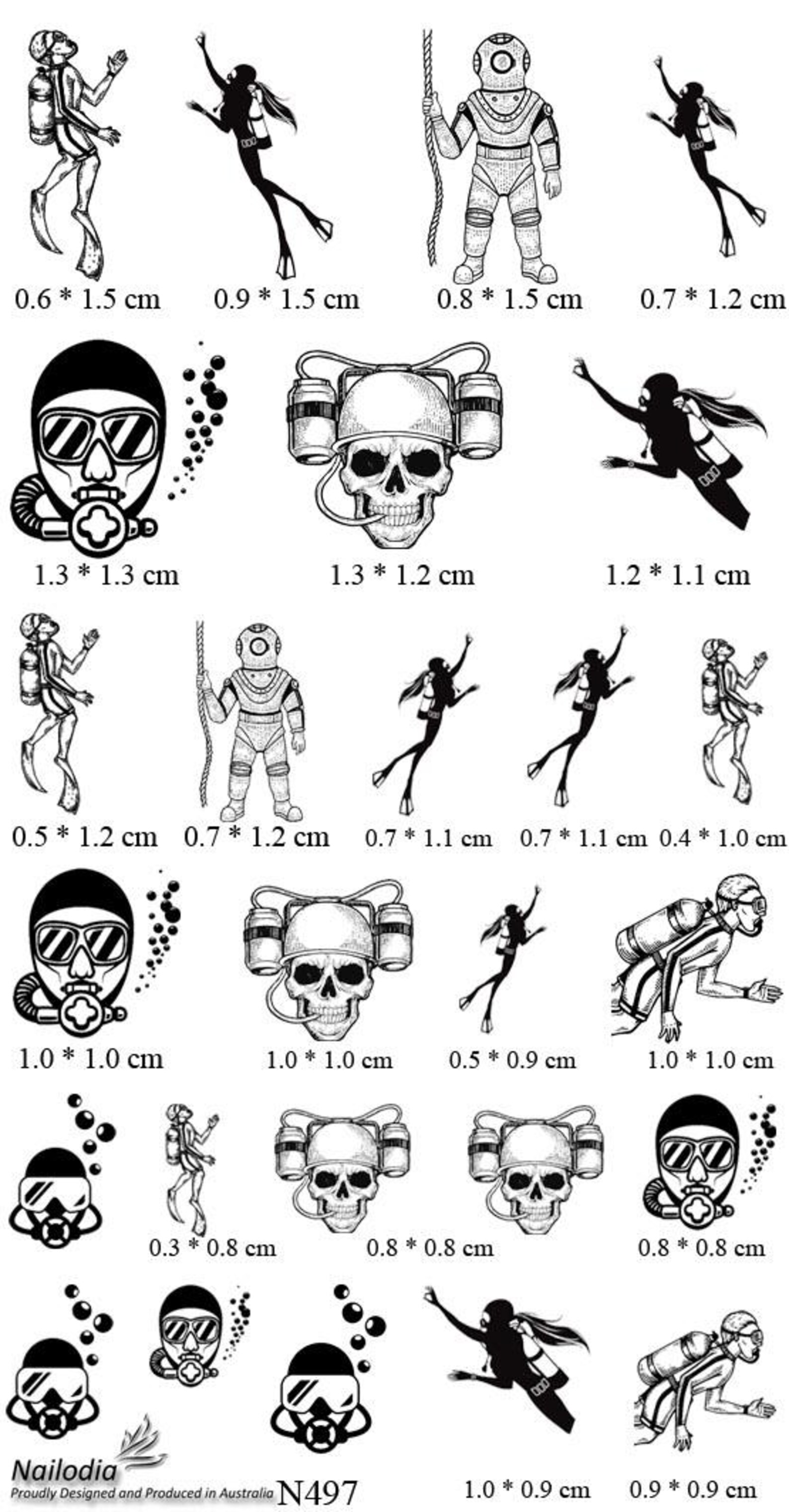 Scuba Diver Nail Art Decal Sticker - Etsy
