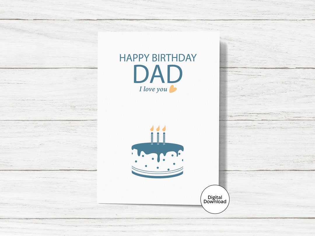 Printable Happy Birthday Dad Card - Digital Birthday Card - Instant ...