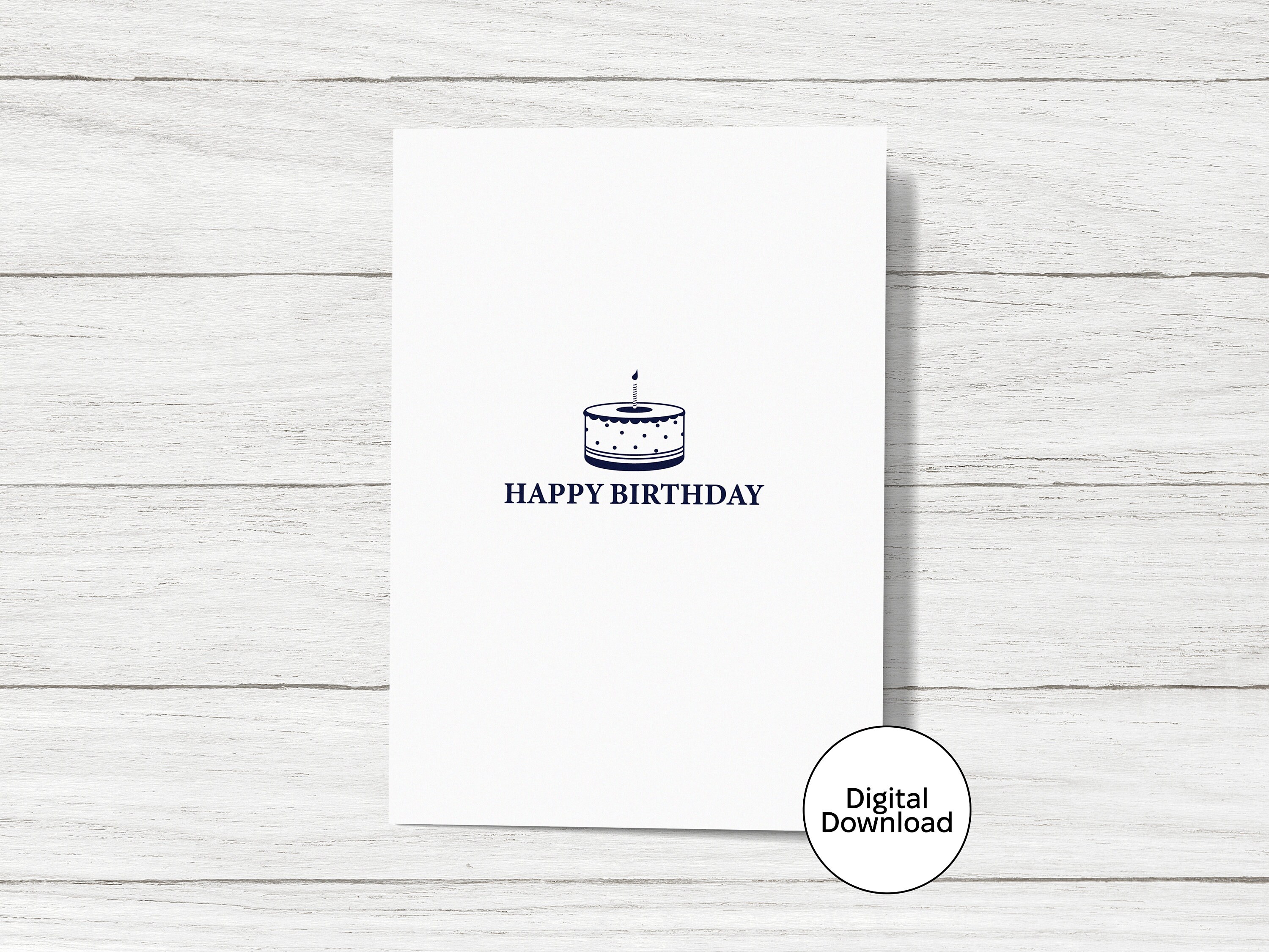 Happy Birthday Digital Card Printable Dark Blue Cake Birthday Card ...