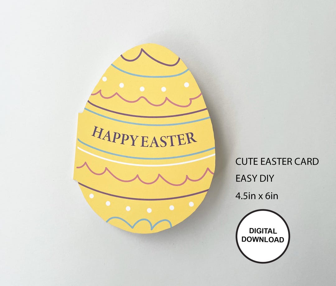 Printable Cute EASTER Egg Shape Card | Easy Easter Craft | Instant ...