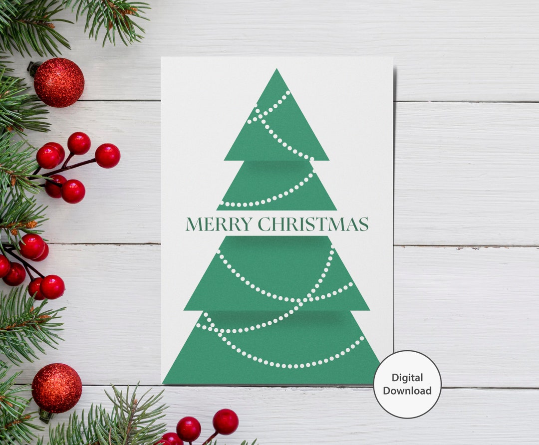 Minimalist Christmas Tree Card: Printable Holiday Card (digital ...