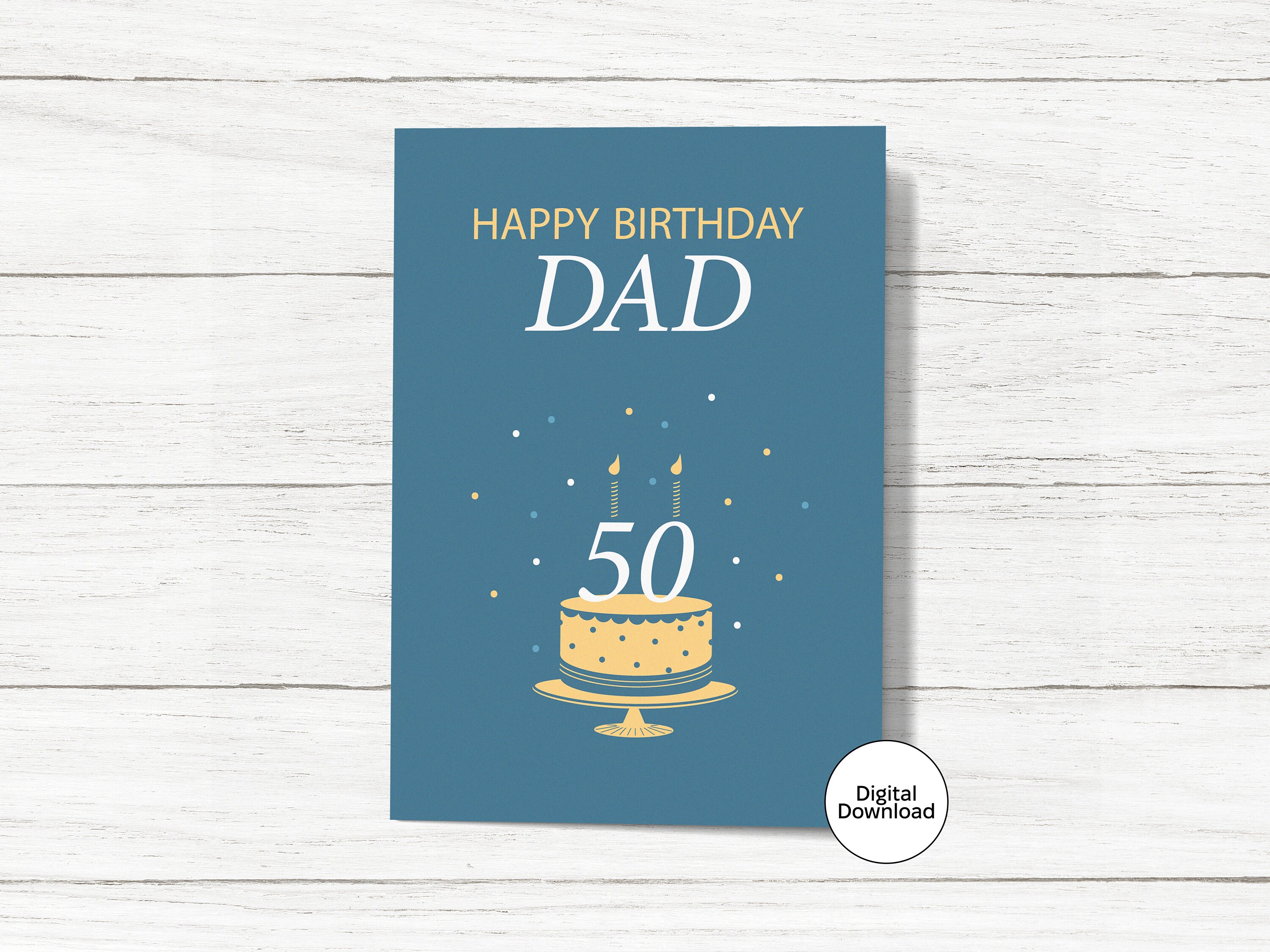 Printable Happy 50th Birthday Card for Dad Digital 50th Birthday Card ...