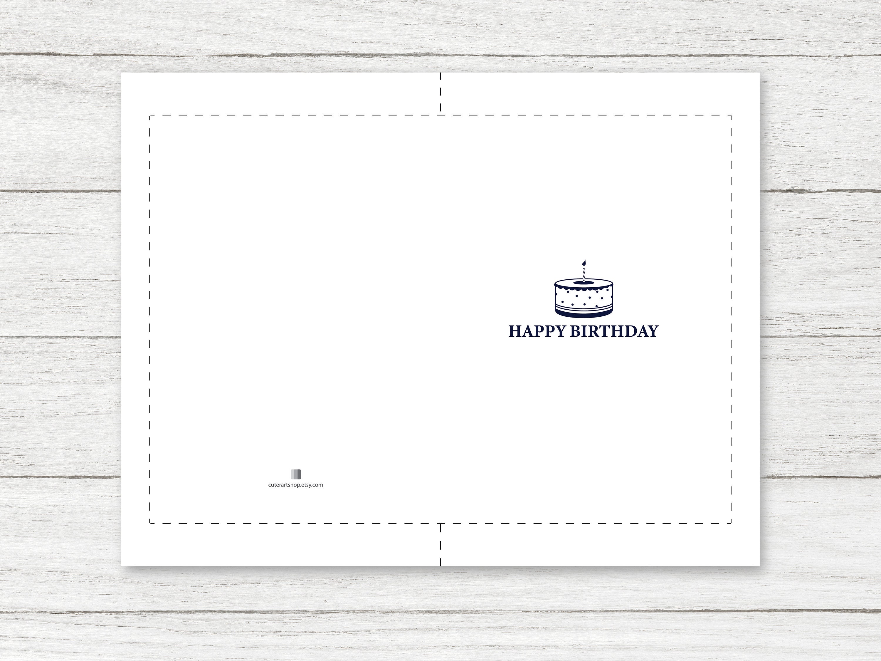 Happy Birthday Digital Card Printable Dark Blue Cake Birthday Card ...