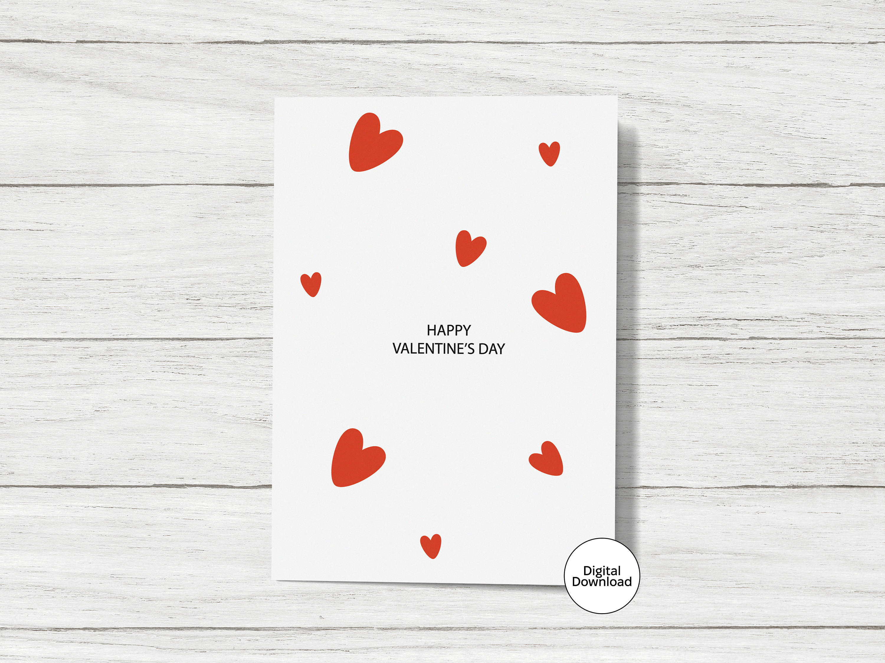 Tarjeta imprimible de Feliz Día de San Valentín / Tarjeta digital ...