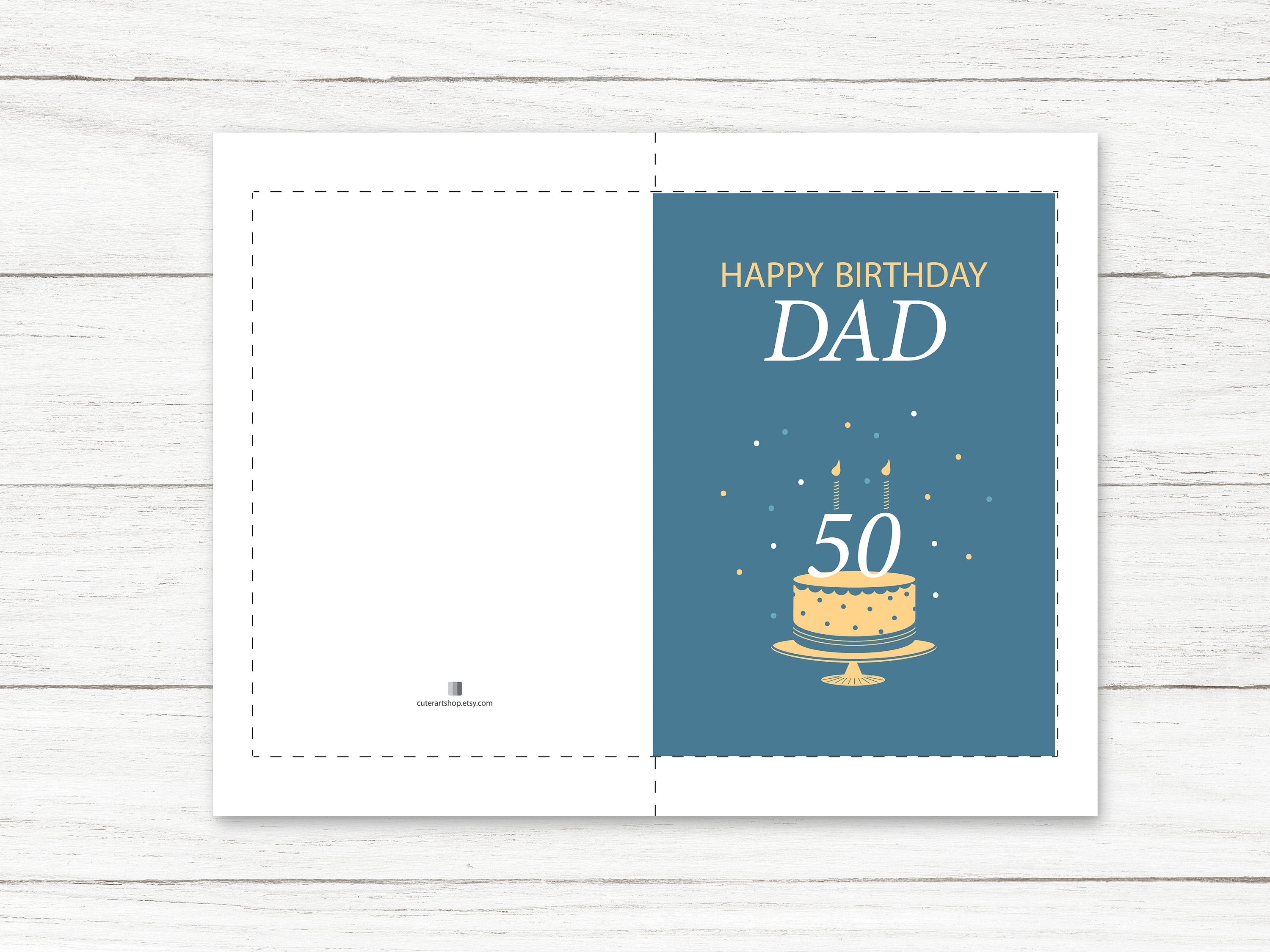 Printable Happy 50th Birthday Card for Dad Digital 50th Birthday Card ...