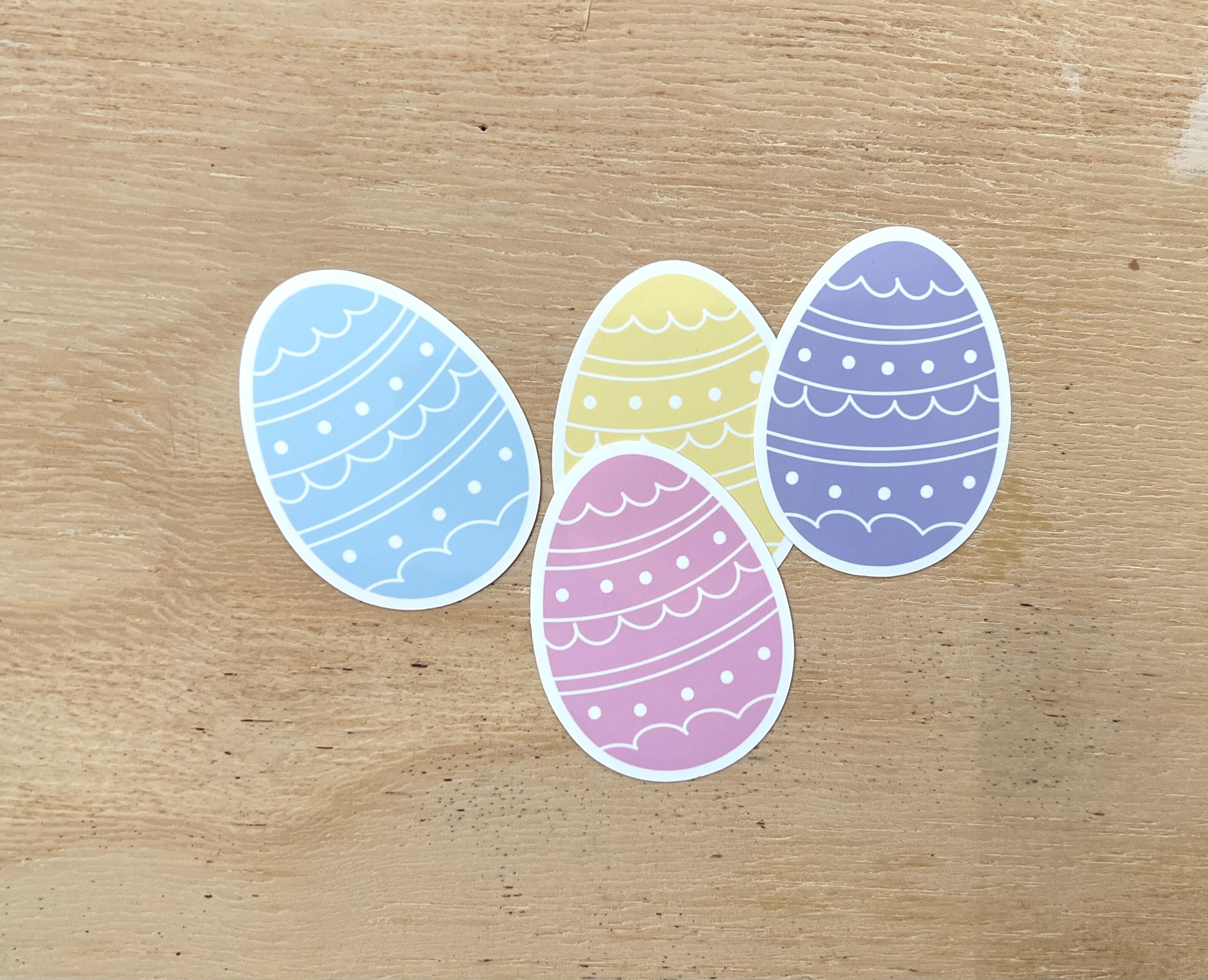 4 Easter Stickers, Laminated Vinyl Stickers, Glossy Easter Eggs, Set of ...