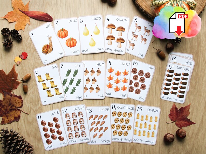 Number/digit Card 1-20, Counting Card, Learn to Count, Fall ...