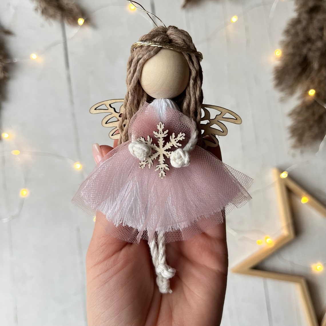 Handmade Angels for Christmas Tree , Set of 10 Little Decorative Angels ...