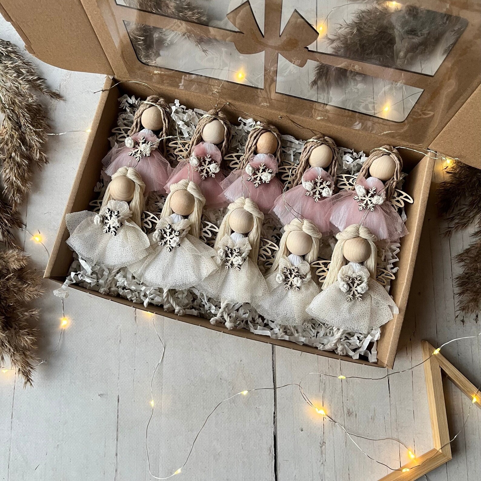 Handmade Angels for Christmas Tree , Set of 10 Little Decorative Angels ...