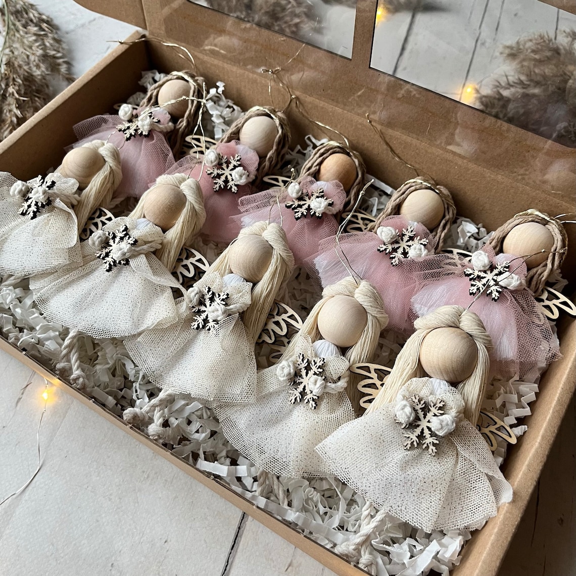 Handmade Angels for Christmas Tree , Set of 10 Little Decorative Angels ...