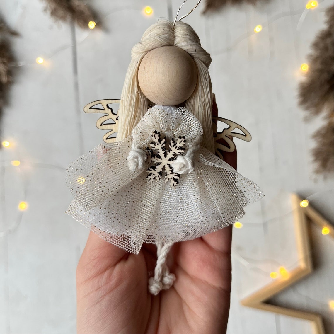 Handmade Angels for Christmas Tree , Set of 10 Little Decorative Angels ...