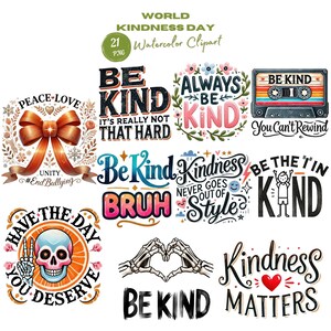 Kindness Day PNG Clipart Watercolor. Inspirational Quotes, Positive ...