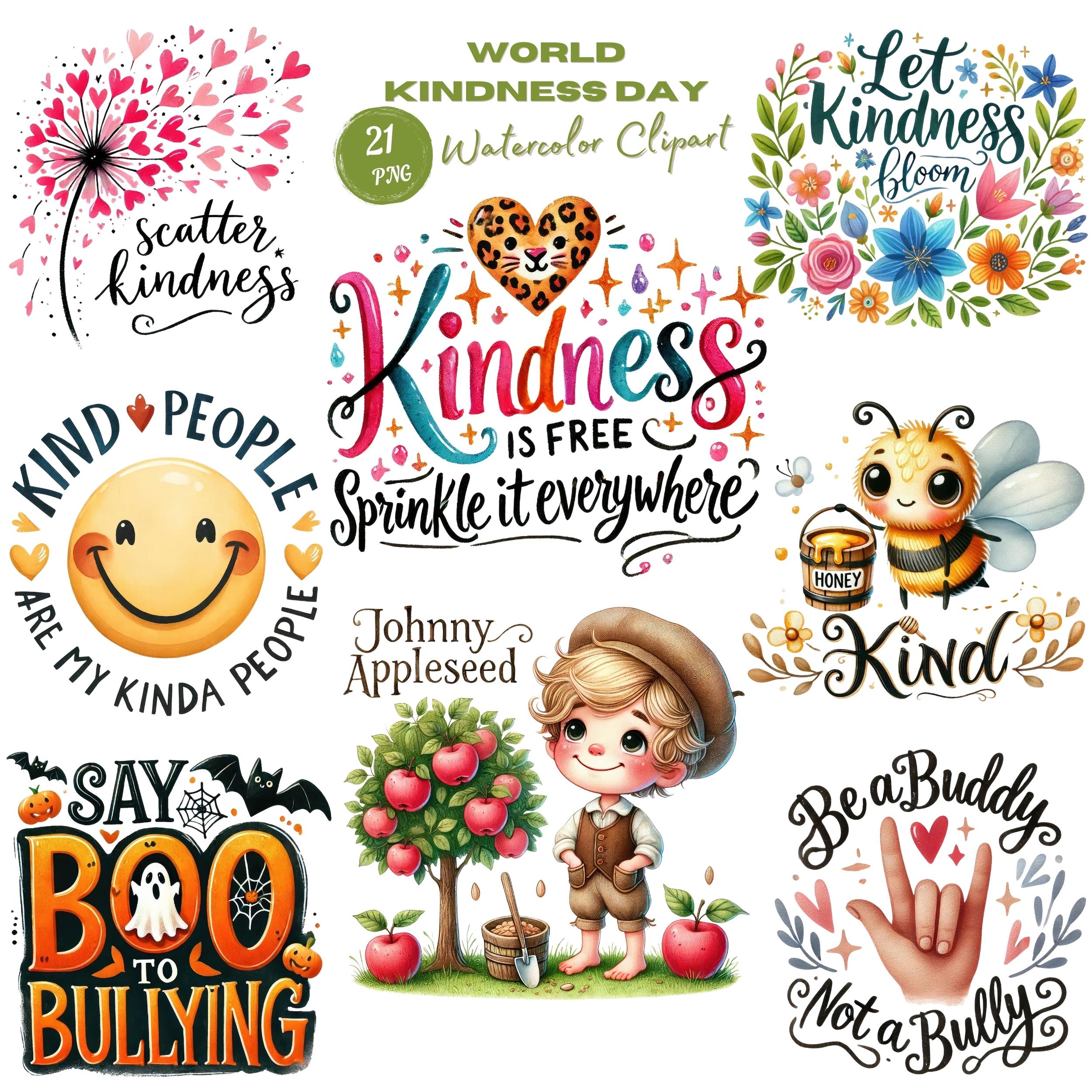 Kindness Day PNG Clipart Watercolor. Inspirational Quotes, Positive ...