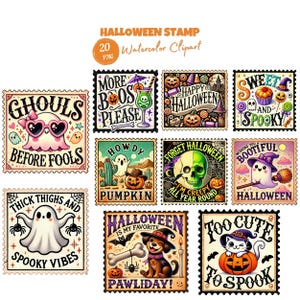 Watercolor Halloween Stamp PNG Clipart Sublimation. Vintage Halloween ...