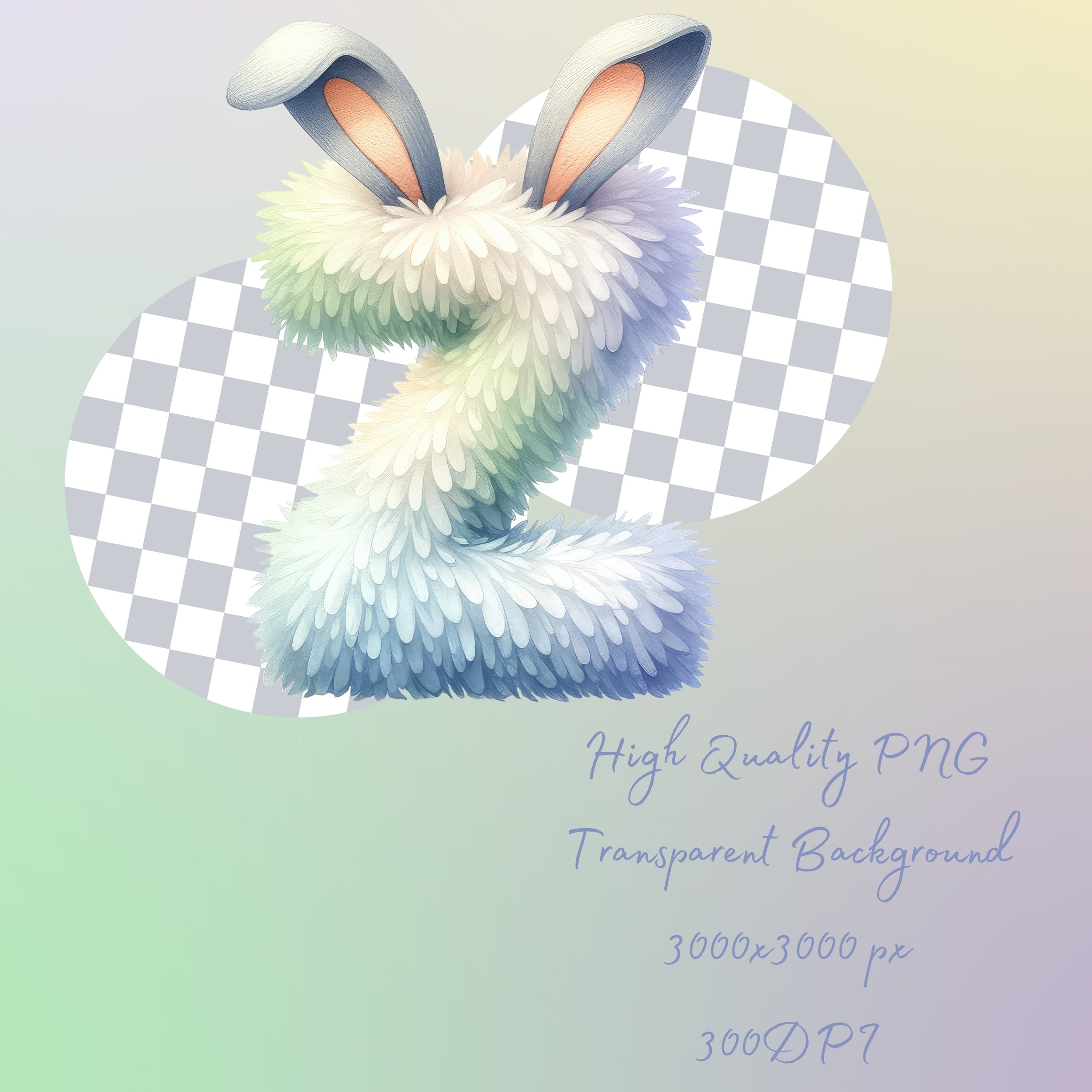 Watercolor Alphabet Easter Bunny Ears With Soft and Fluffy Texture ...