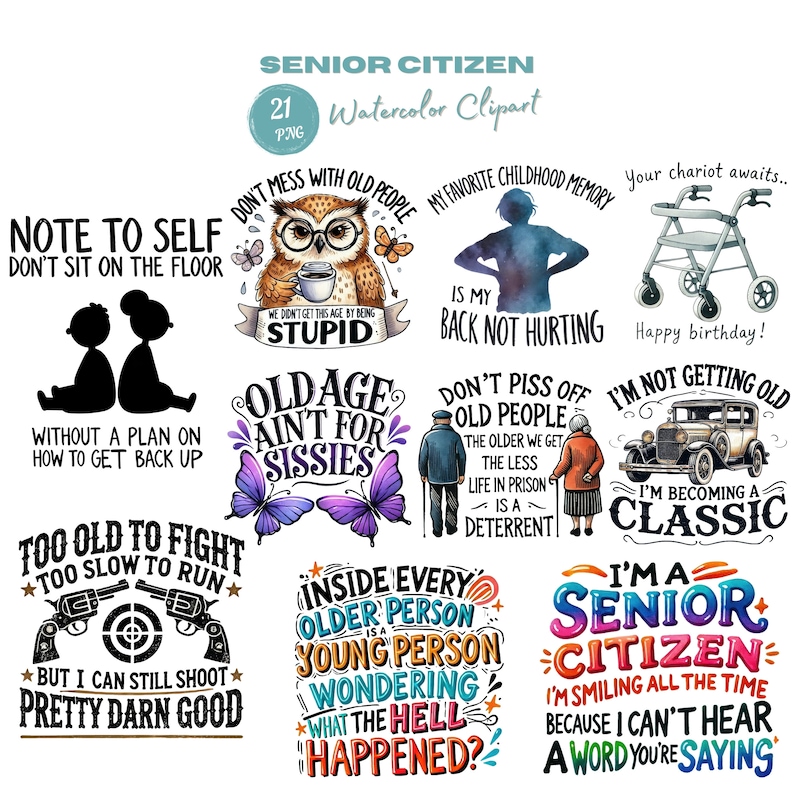 Senior Citizen Clipart Watercolor for National Senior Citizen Day ...