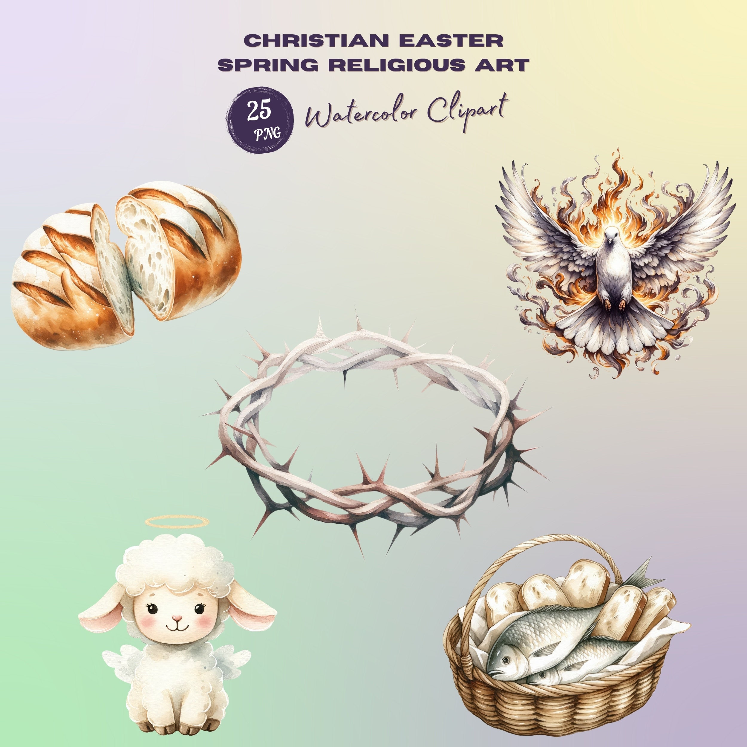 Watercolor Christian Easter Clipart. Religious Collection Jesus Christ ...