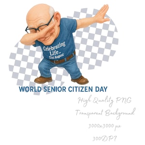Watercolor Senior Citizen Day Clipart Sublimation. Fun and Whimsical ...