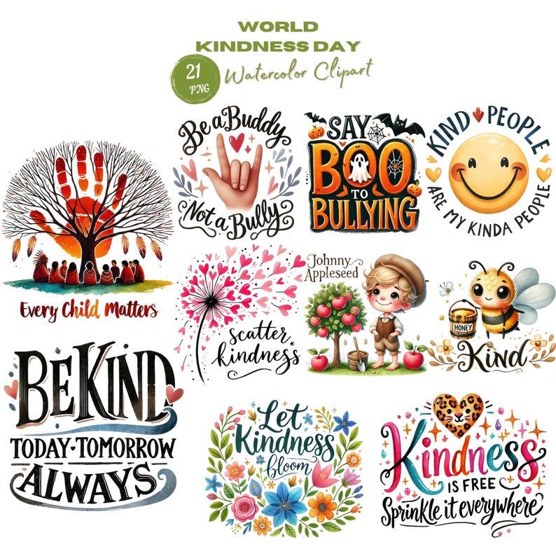 Kindness Day PNG Clipart Watercolor. Inspirational Quotes, Positive ...