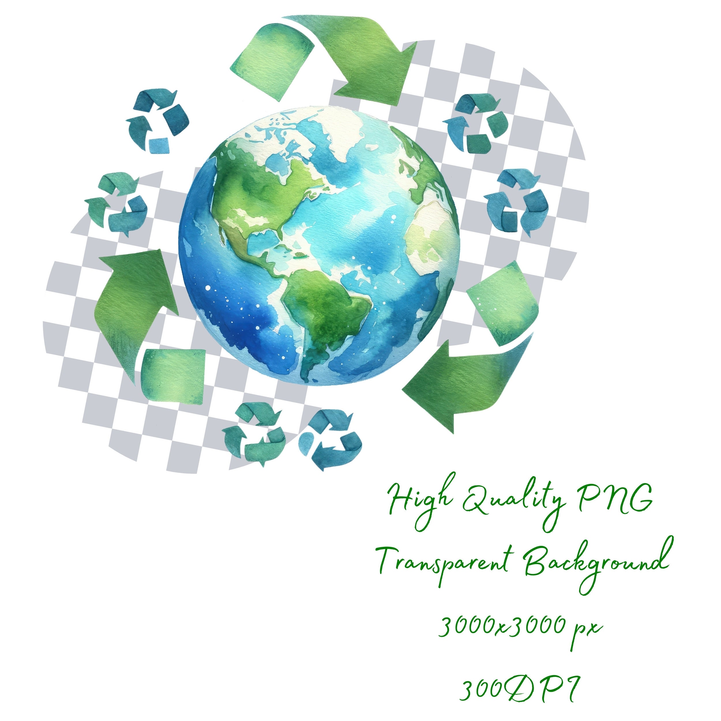 Watercolor Earth Day Clipart for Eco-friendly Digital Download ...