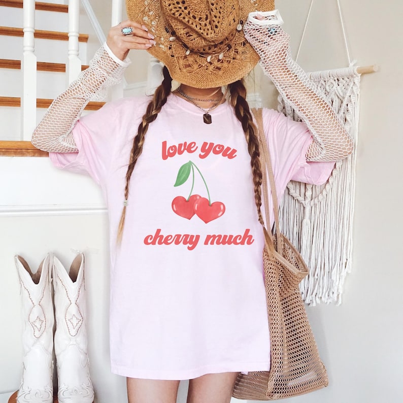 Love You Cherry Much Trendy Cherry Shirt Cherry Graphic Tee Kawaii ...