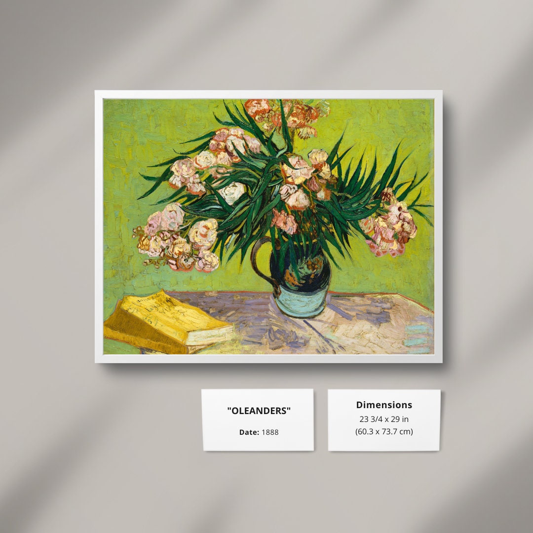 Bouquet of Oleanders - Oleander Flowers and Vase Vintage Oil Painting ...