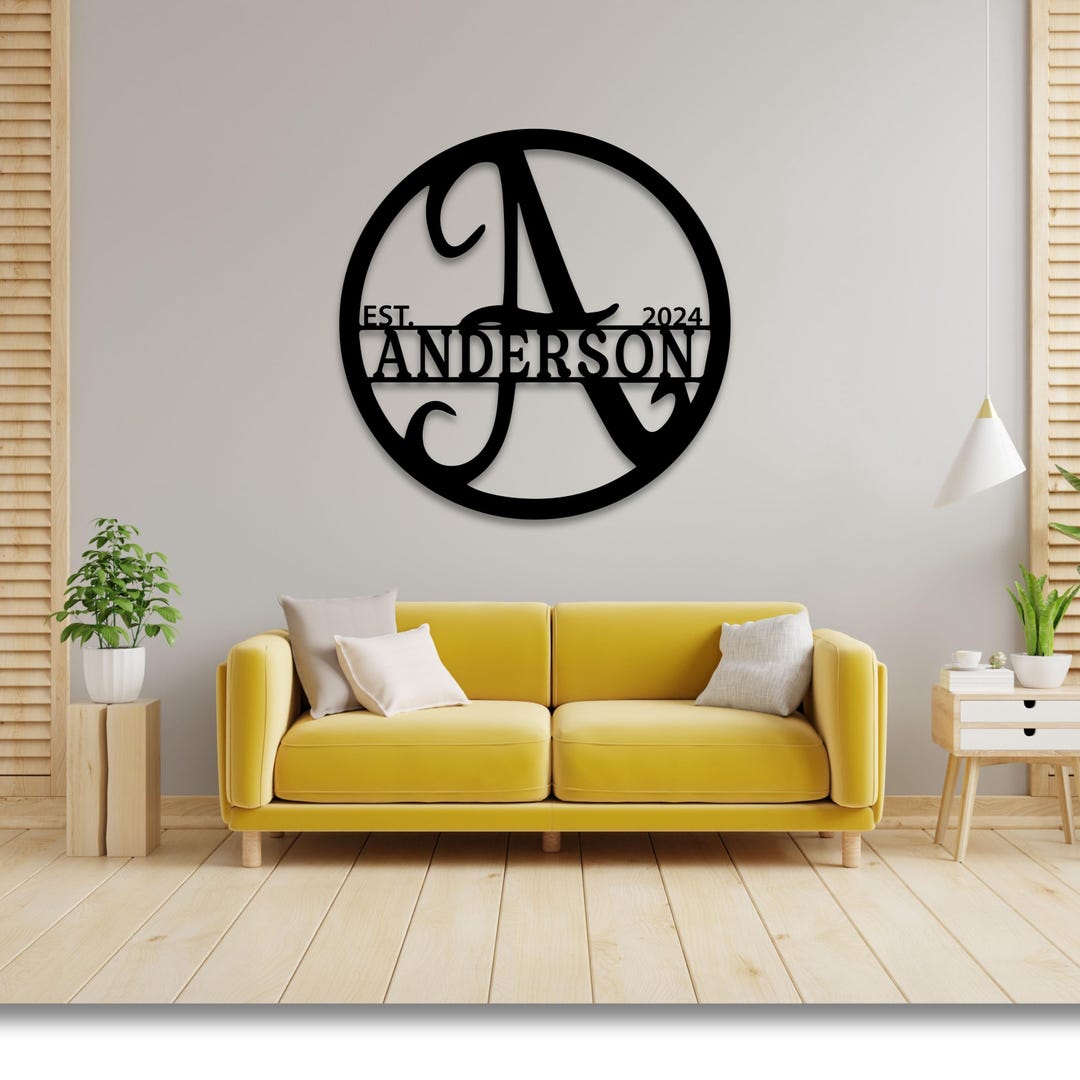 Custom Family Name Metal Wall Sign :personalized Last Name Decor ...