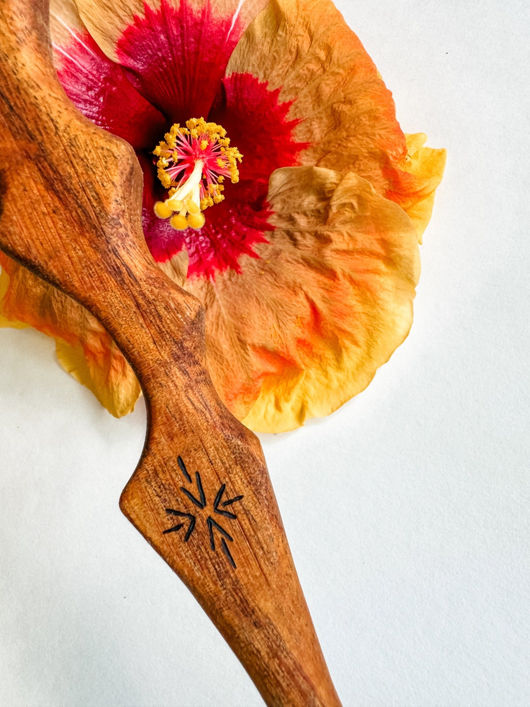 Large Koa Wood Hair Pick With Polynesian Pyrography Designs - Etsy