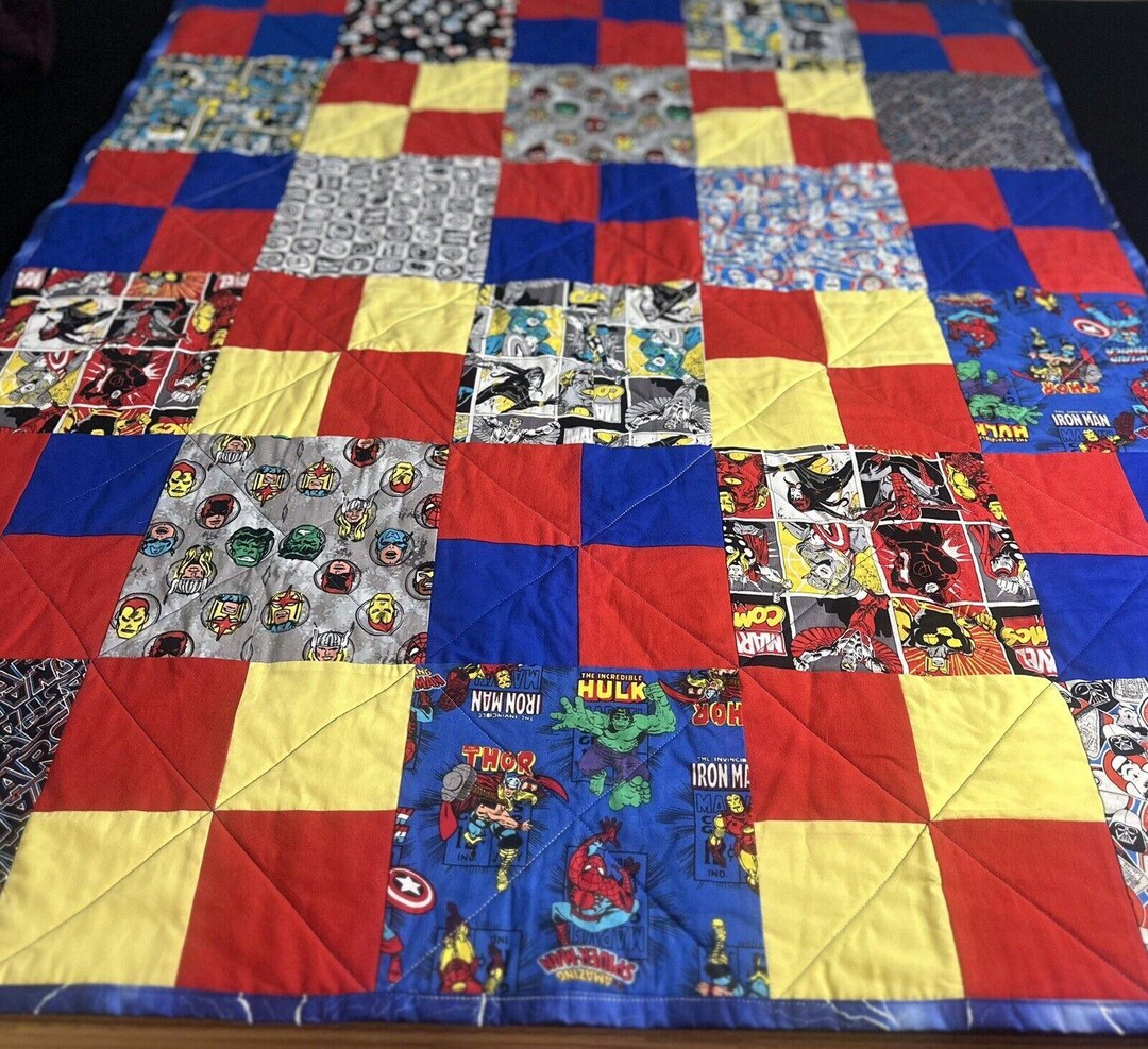 Boneful Fabric Cotton Quilt Marvel Comic Avenger Super Hero Hulk Boy ...