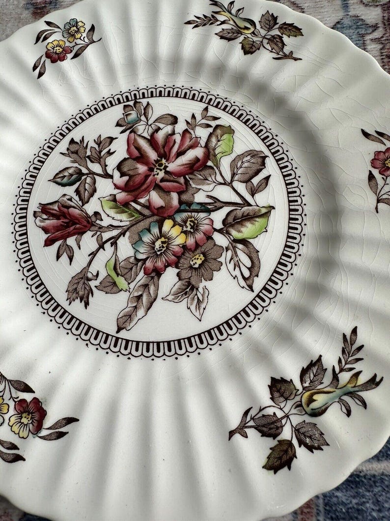 Beautiful Vintage Wade Floral Dinnerware Set 12 Piece China Plates ...