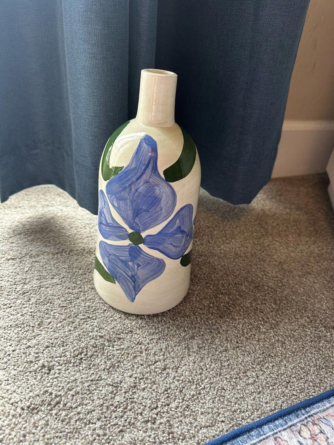 Hand Painted Cornflower Blue Pottery Vase by Tony Terry - Etsy