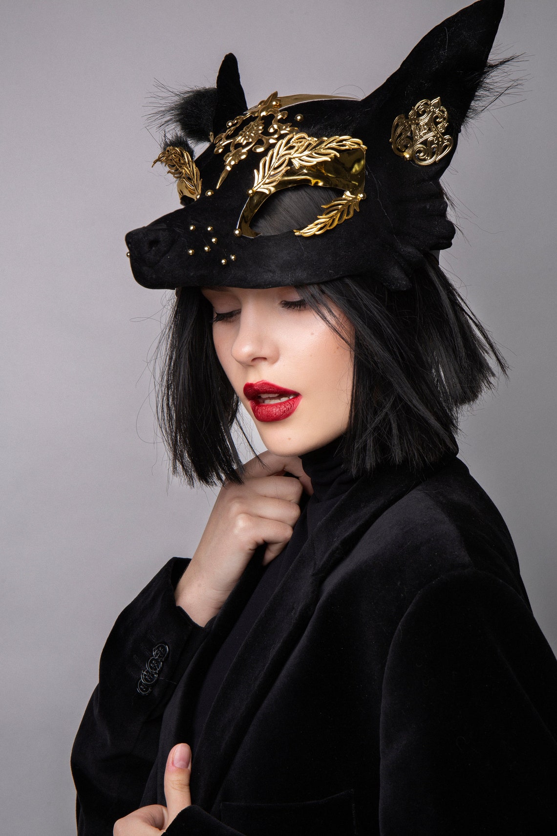 Wolf Mask, Werewolf Mask, Golden Wolf Mask, Face Mask, Half Face Mask ...