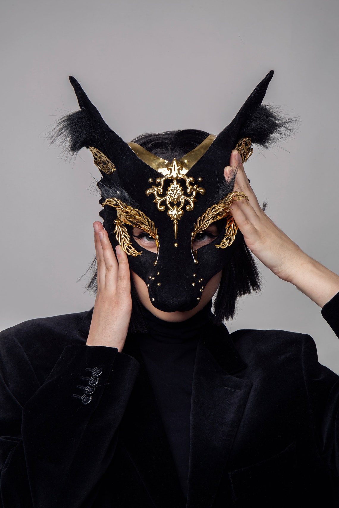 Wolf Mask, Werewolf Mask, Golden Wolf Mask, Face Mask, Half Face Mask ...