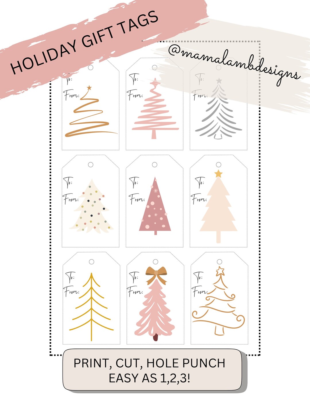 Fun Christmas Trees Gift Tags, Holiday Gift Tags, Christmas Tree Gift ...