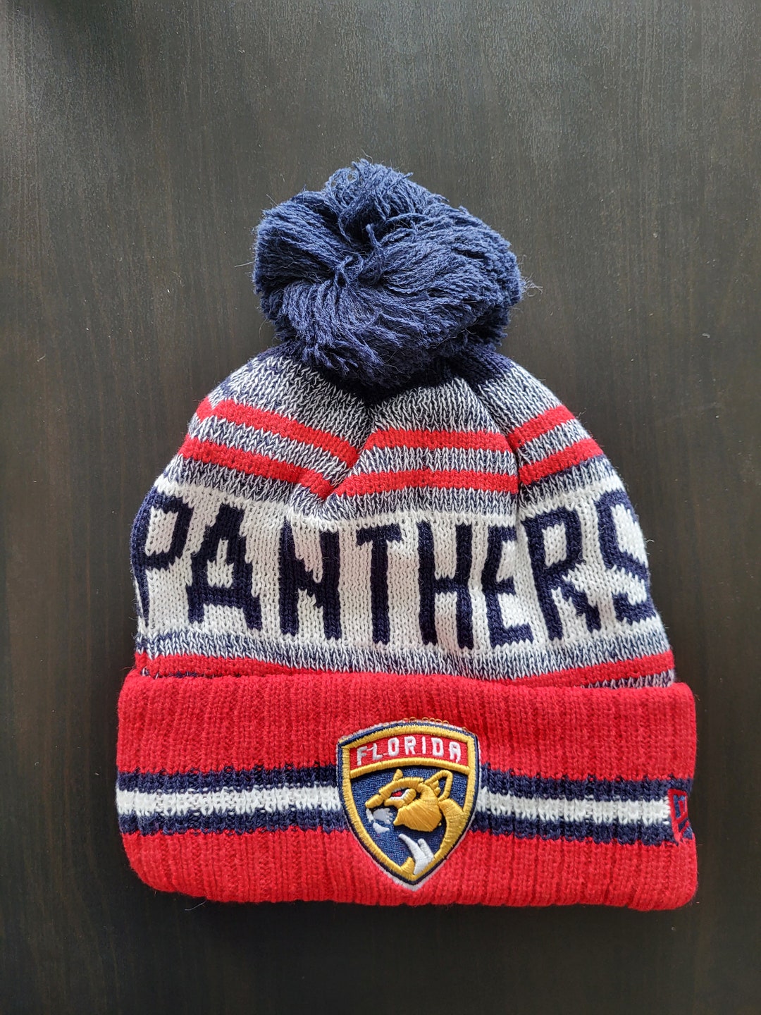 Florida Panthers NHL Winter Hockey Beanie Hat Cap With Fuzzy Pom Blue ...