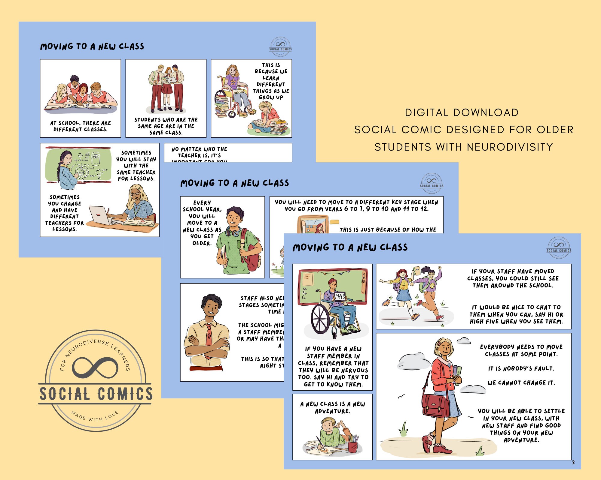 Moving to a New Class Social Comic SEND ADHD ASD Neurodiversity - Etsy