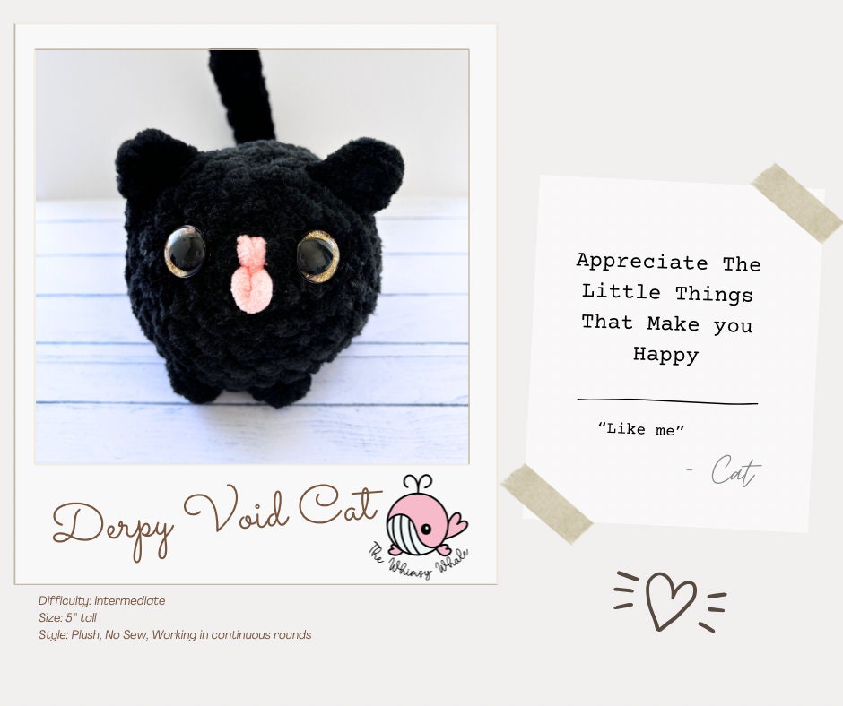 Derpy Void Cat Crochet Pattern: No-sew Amigurumi Pattern (PDF Digital ...