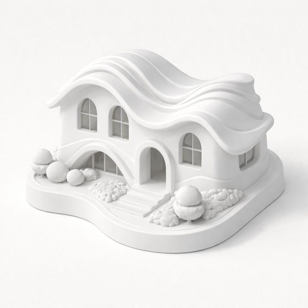 Modern Wavy House STL File, Architectural Figure for 3D Printer ...