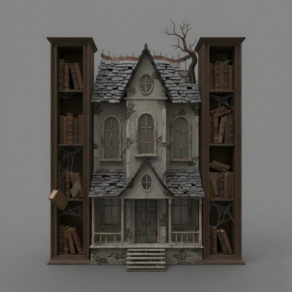 Haunted House Book Nook 3D Model | Spooky Gothic Mansion STL for 3D ...