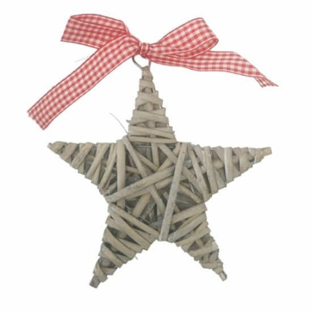 Natural Wicker Rattan Star With Ribbon 15 Cm Christmas Autumn DIY ...