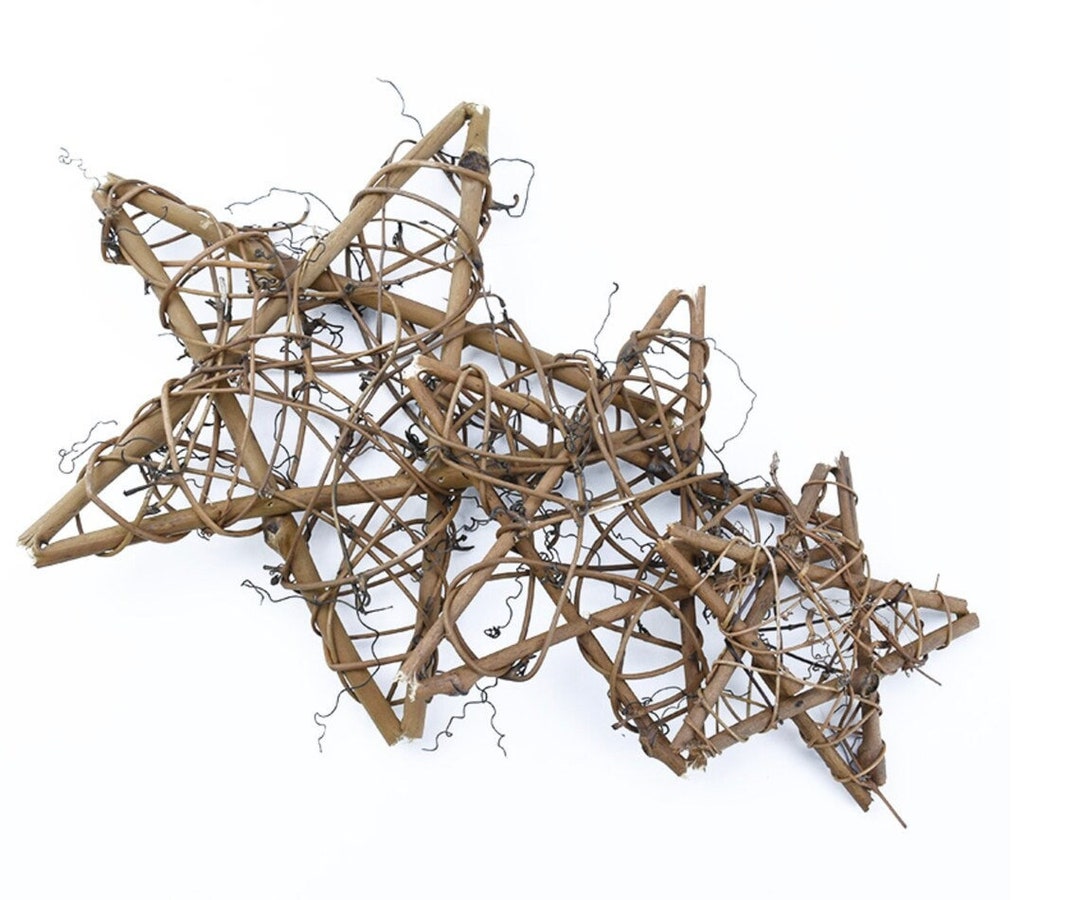 Natural Grapevine Wicker Rattan Star 25 / 40 / 50cm Christmas Autumn ...
