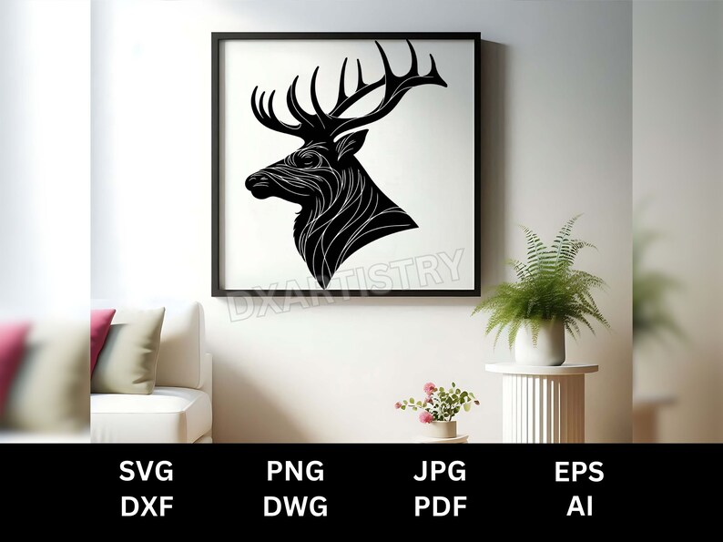 Elk SVG Vector Laser Engrave Dxf Dwg Cnc Webp, Elk PNG, Elk Clip Art ...