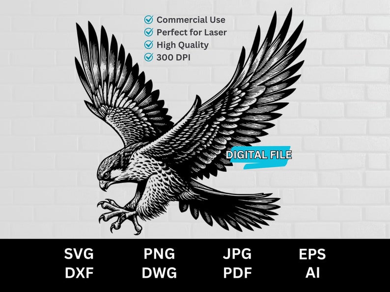 Falcon SVG Vector Laser Engrave Dxf Dwg Cnc Webp, Falcon PNG, Falcon ...