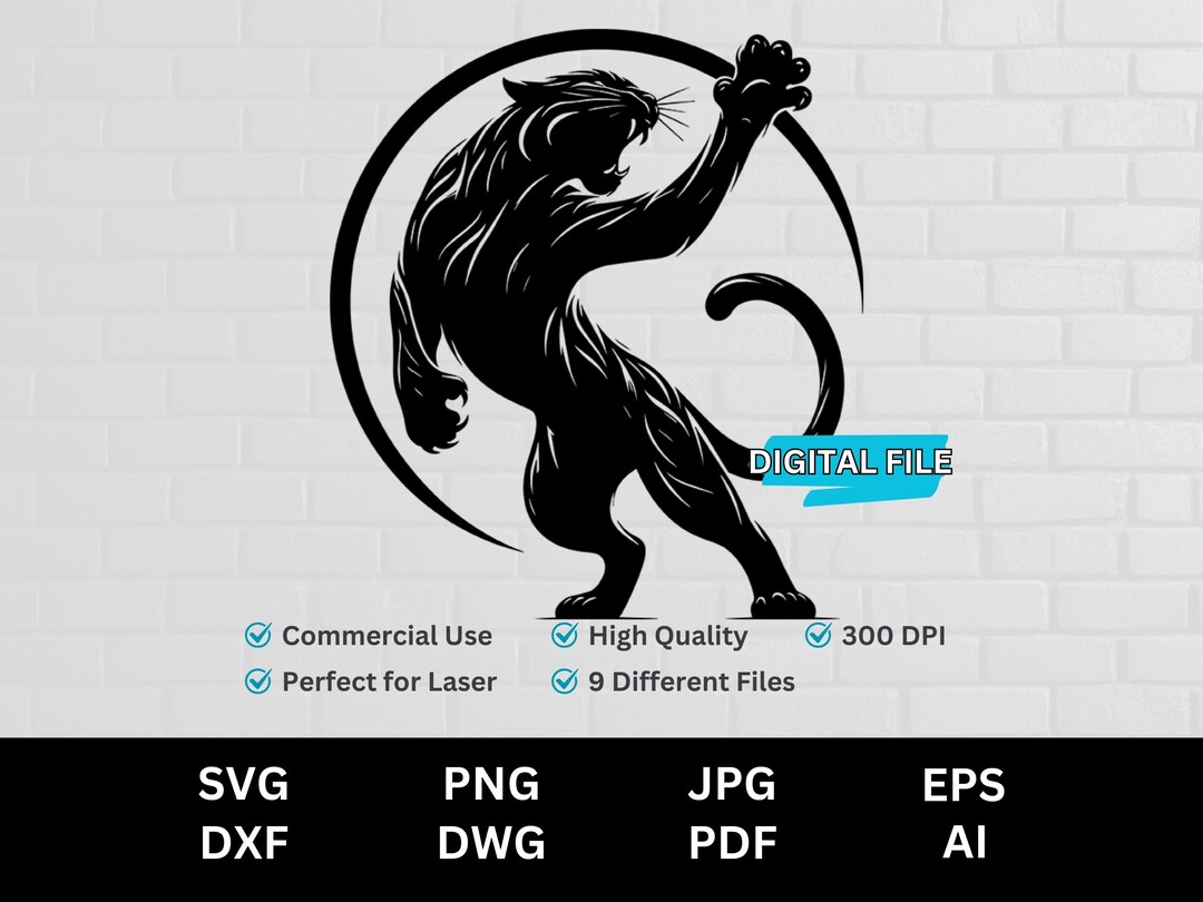 Panther SVG Laser Engrave Dxf Dwg Cnc Webp, Panther PNG, Panther Clip ...