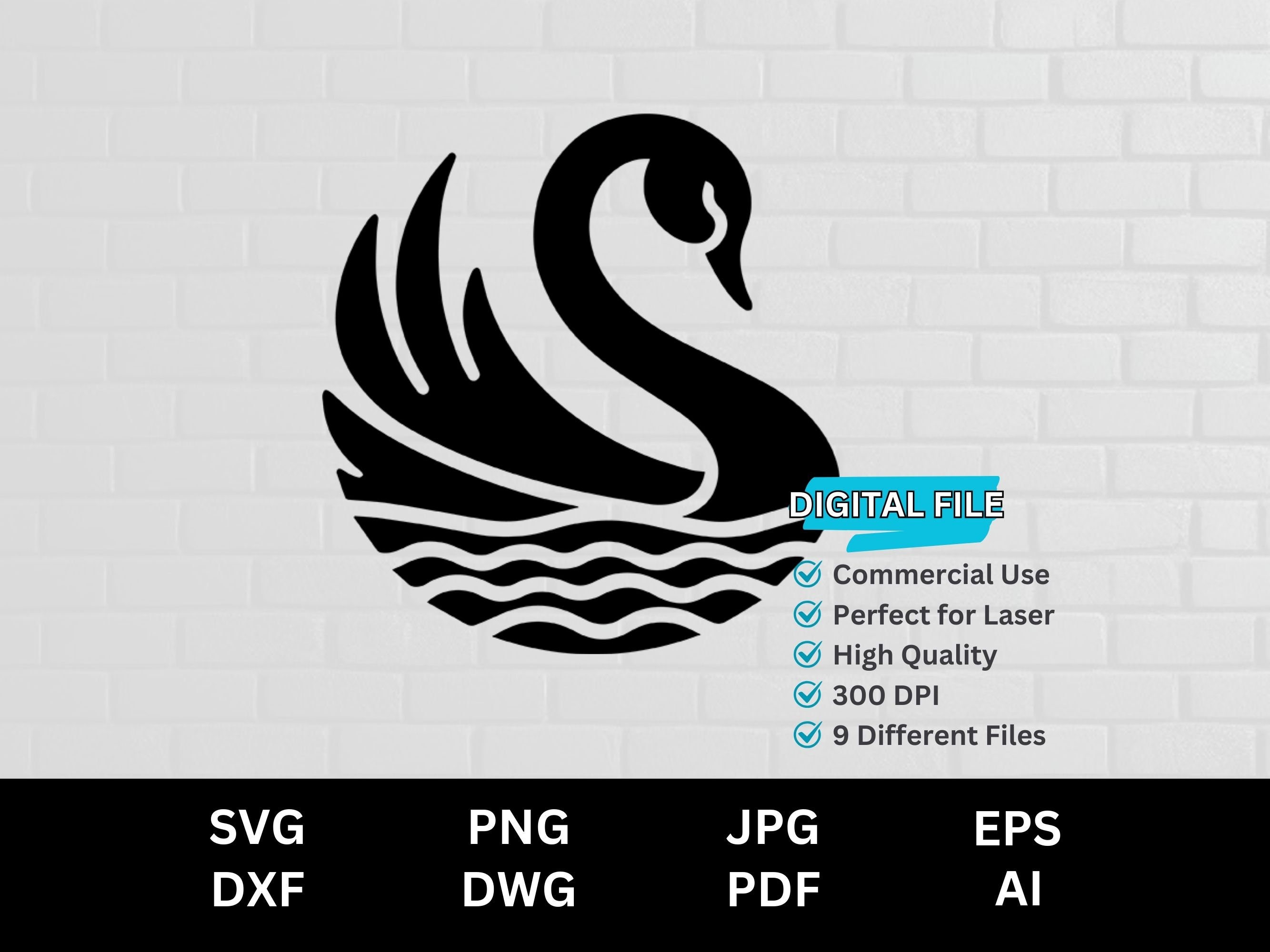 Swan SVG Vector Laser Engrave Dxf Dwg Cnc Webp, Swan PNG, Swan Clip Art ...